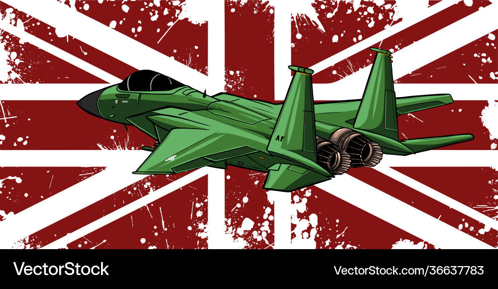 Military fighter jets with england flag Royalty Free Vector