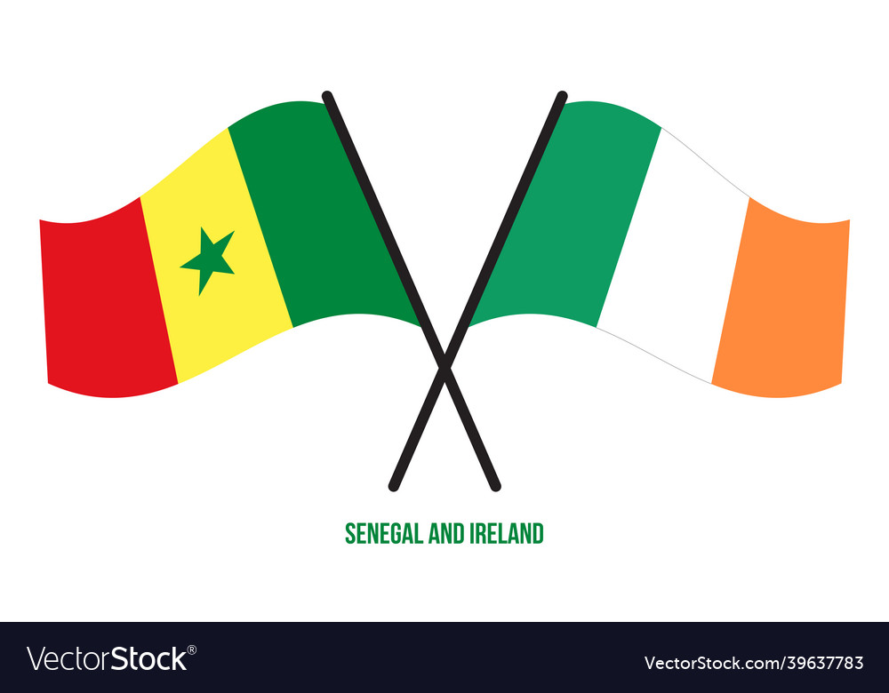 Senegal and ireland flags crossed waving flat Vector Image