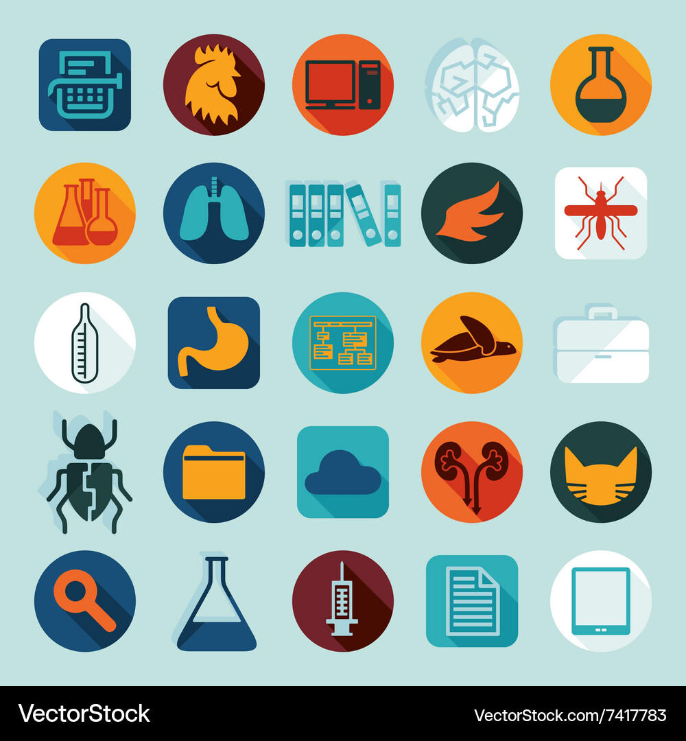 Set of veterinary flat icons Royalty Free Vector Image