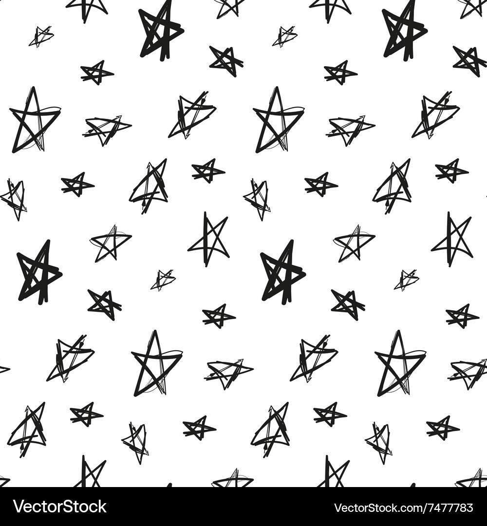 Stars ink imitation white background seamless Vector Image