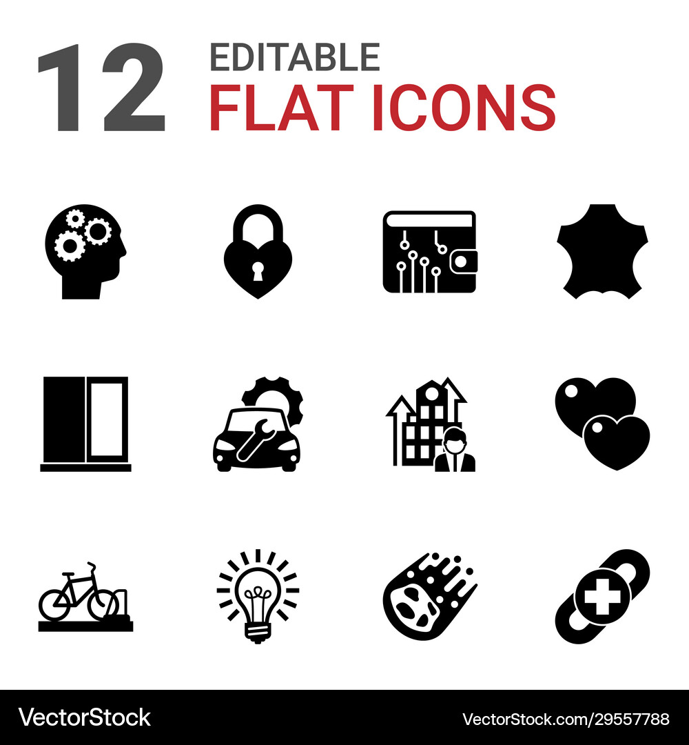12 graphic filled icons set isolated on white Vector Image