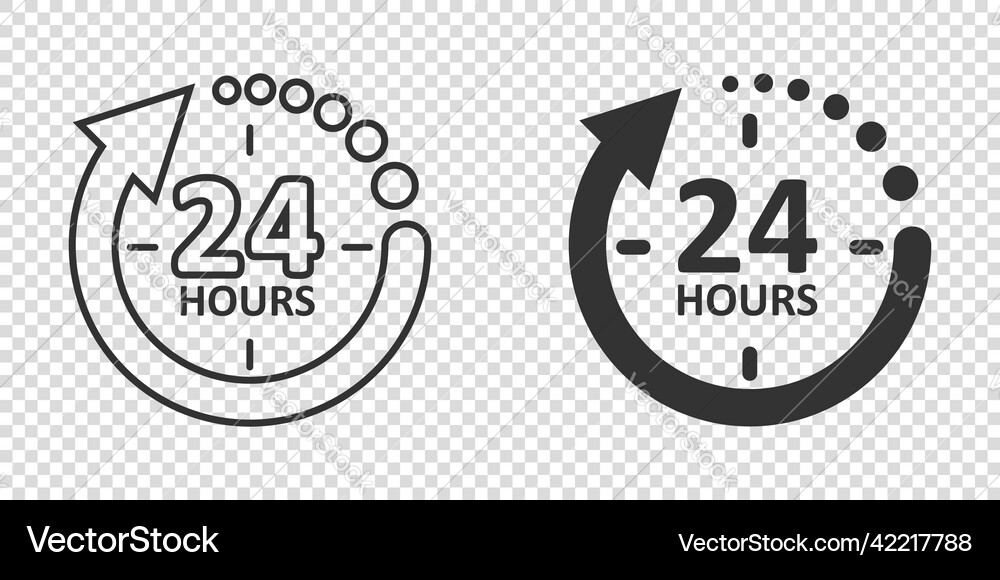 24 hours service icon in flat style all day Vector Image
