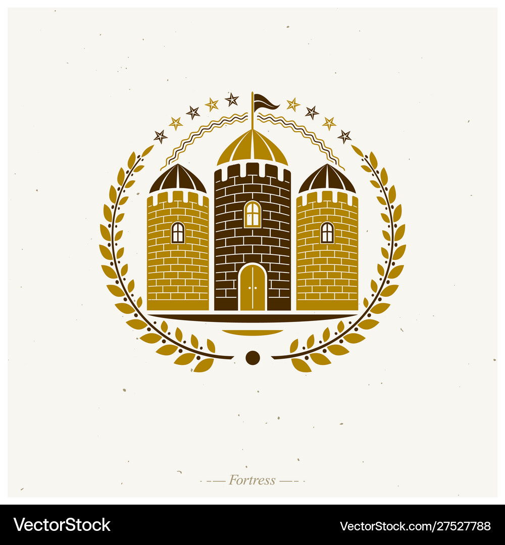 Ancient castle emblem heraldic coat arms Vector Image