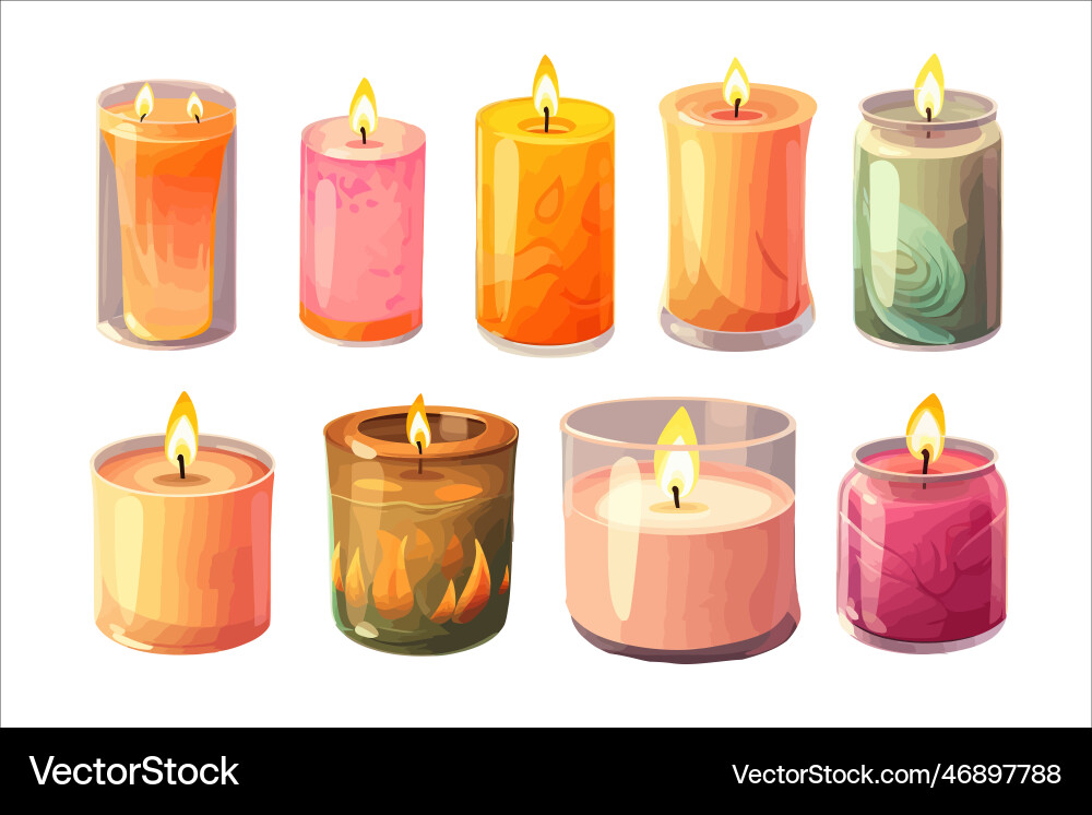 Cartoon aromatic candles isolated on background Vector Image