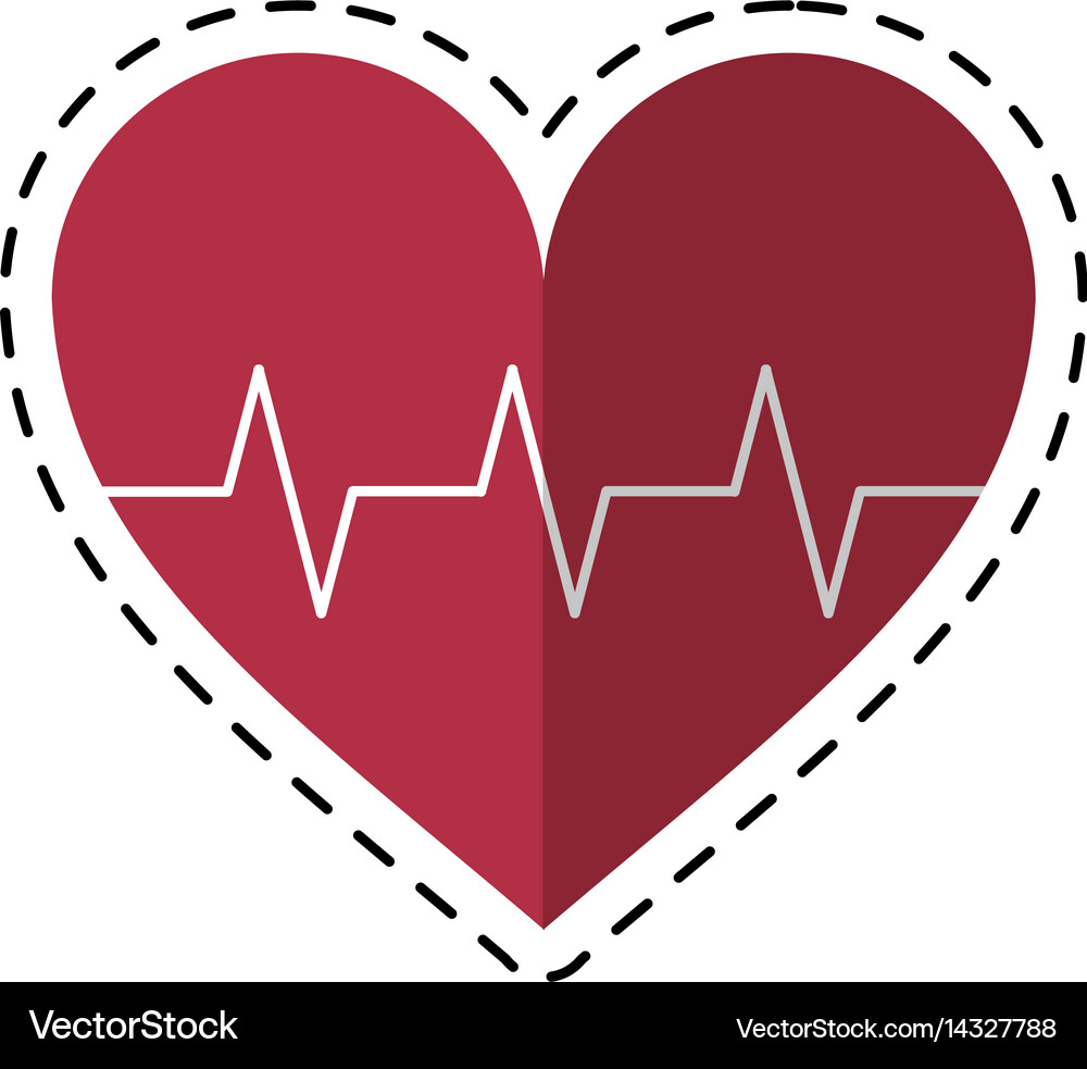 Cartoon heart pulse rhythm cardio Royalty Free Vector Image