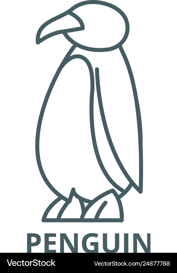 Cartoon penguin line icon Royalty Free Vector Image