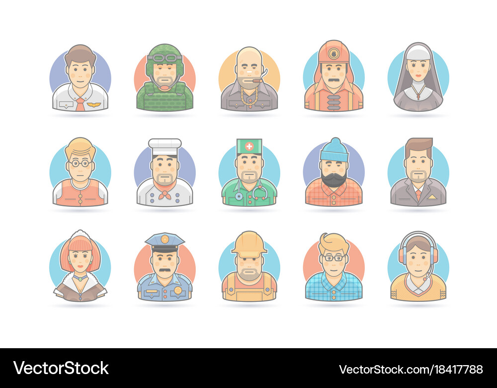 Cartoon people icon set character Royalty Free Vector Image