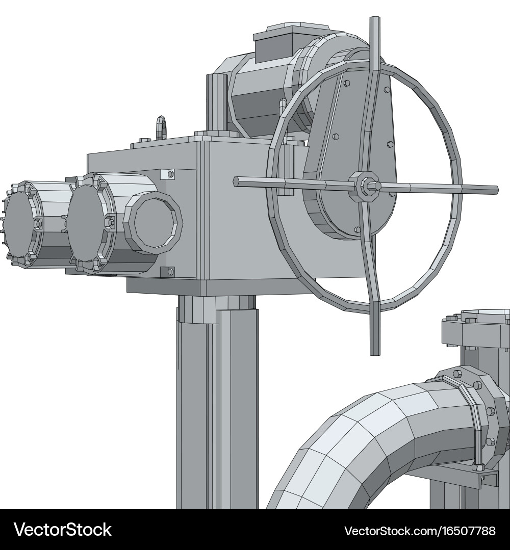 Industrial equipment electric valve wire-frame Vector Image