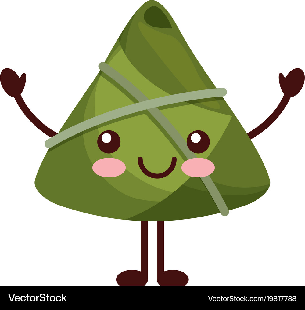 Kawaii happy rice dumpling cartoon Royalty Free Vector Image