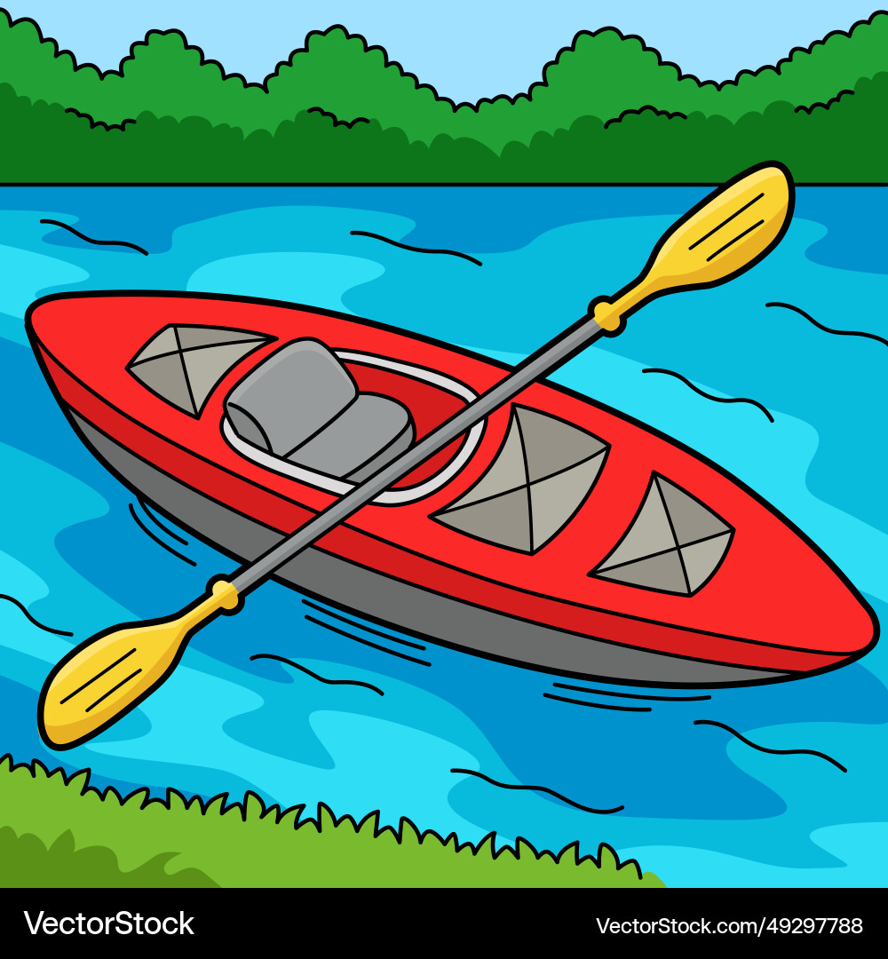 Kayak vehicle colored cartoon Royalty Free Vector Image