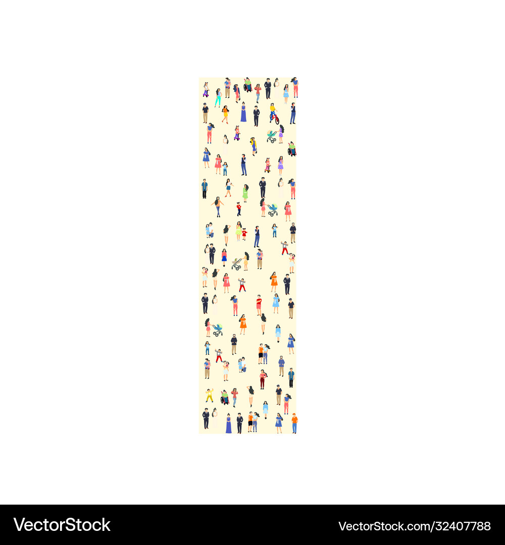 Large group people in letter i form people Vector Image