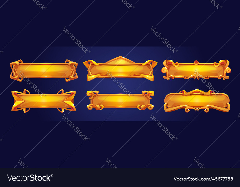 Medieval Golden Buttons Ui Game Menu Elements Vector Image