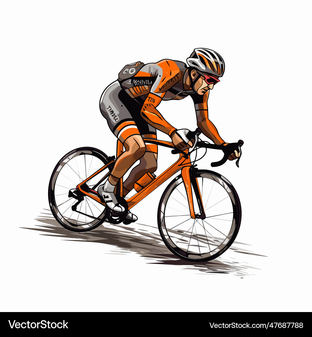 Road cyclist hand-drawn cyclist doodle style Vector Image