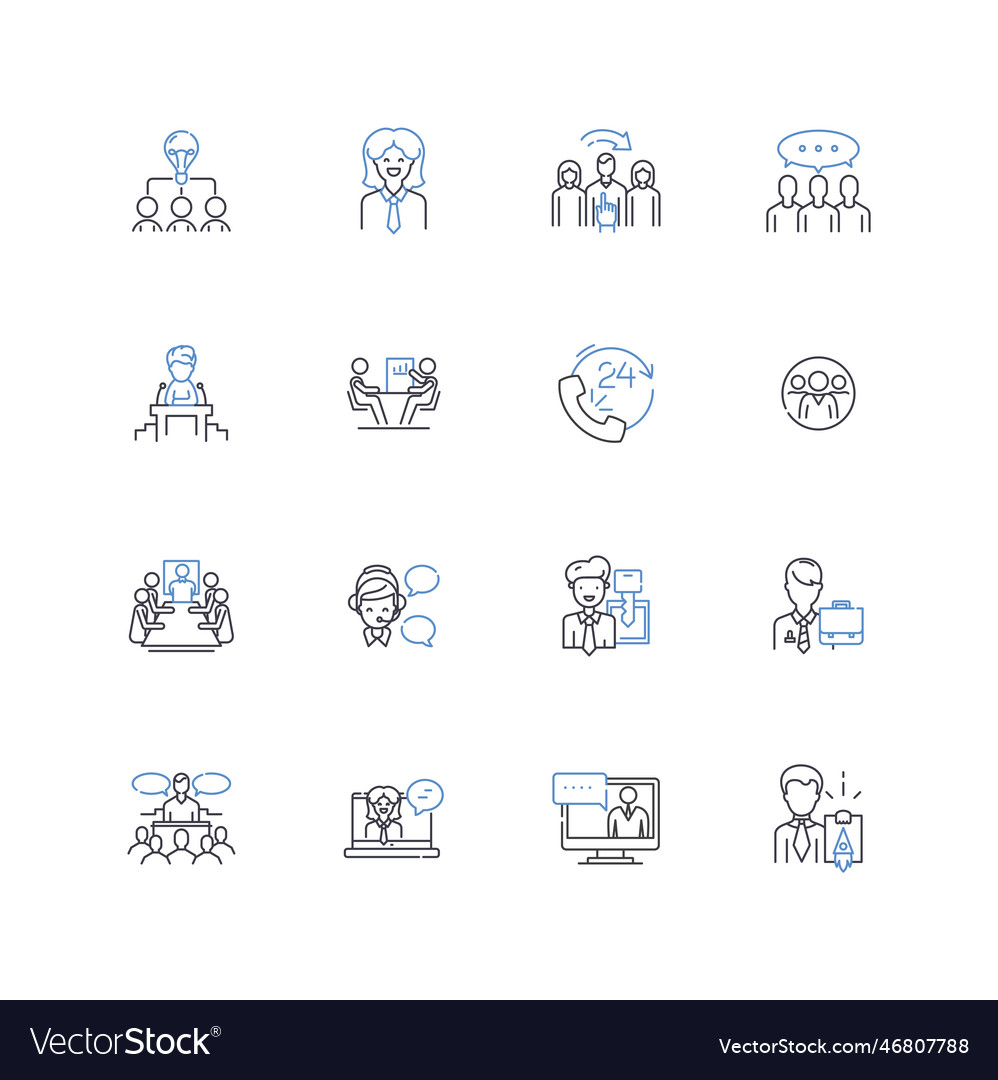 Trainee line icons collection apprentice intern Vector Image