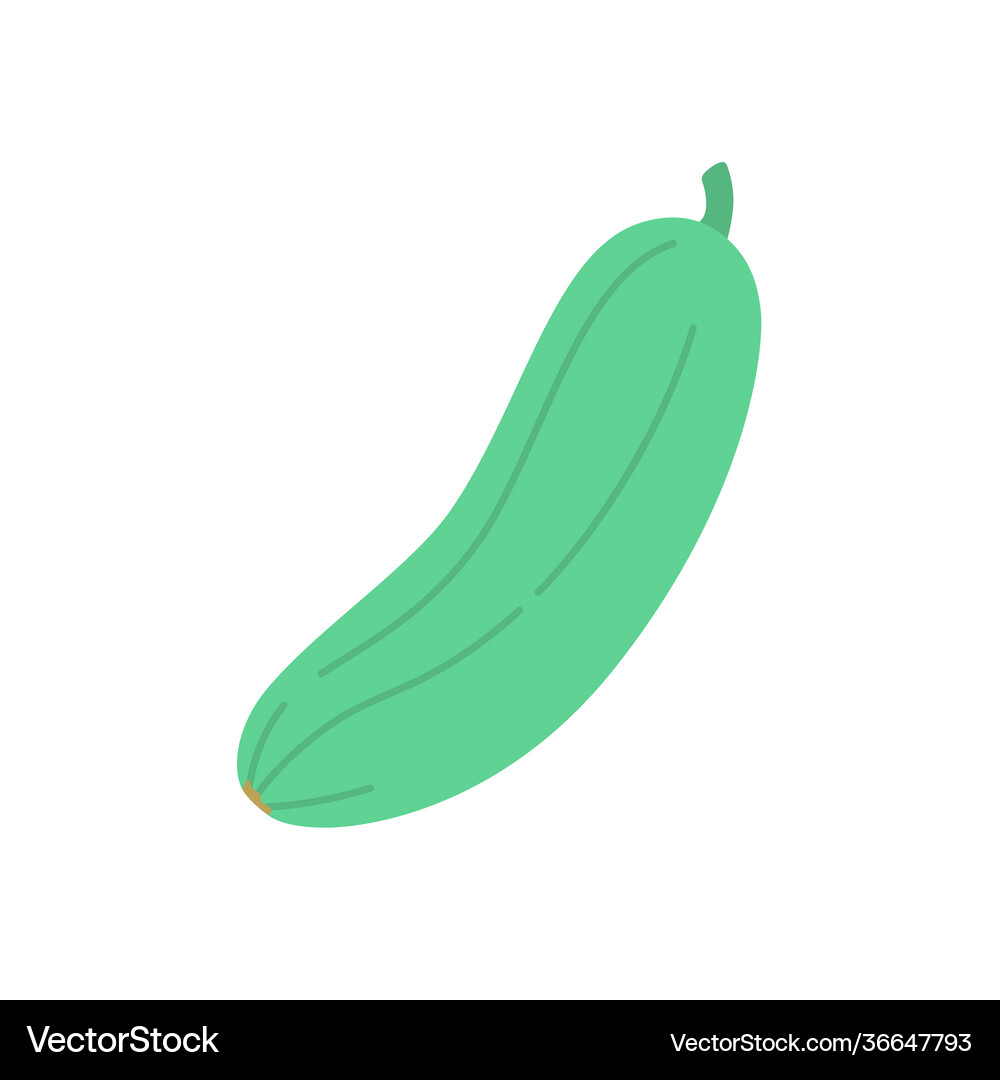 A green cucumber with stem in hand-drawn style Vector Image