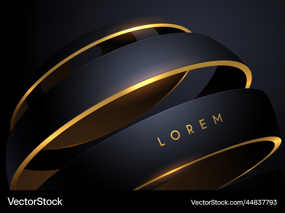 Abstract black and gold circle shapes background Vector Image
