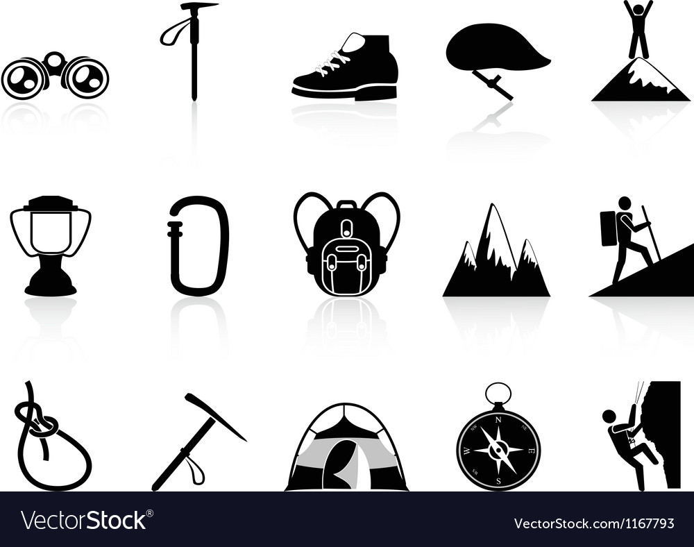 Climbing mountain icons set Royalty Free Vector Image Climbing mountain icons set Royalty Free Vector Image