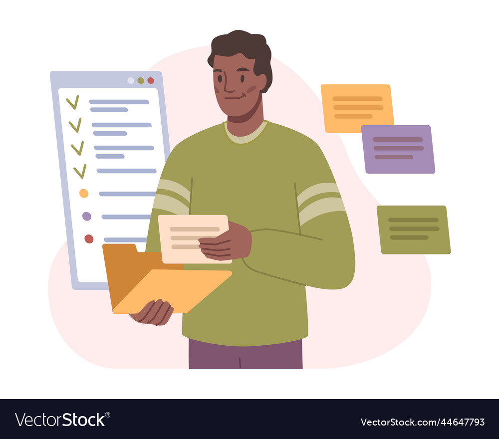 Employee working with business files Royalty Free Vector