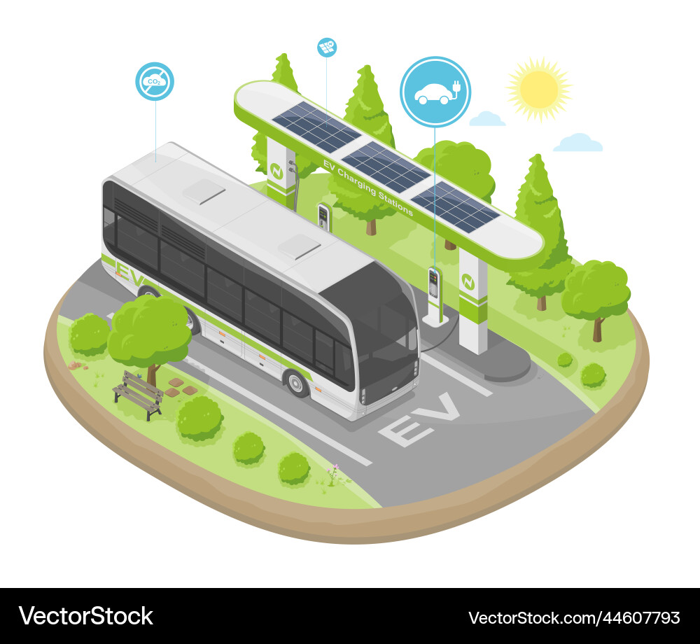Ev bus solar cell power concept energy ecology Vector Image