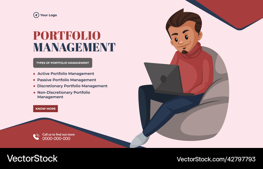 Portfolio management services landscape banner Vector Image