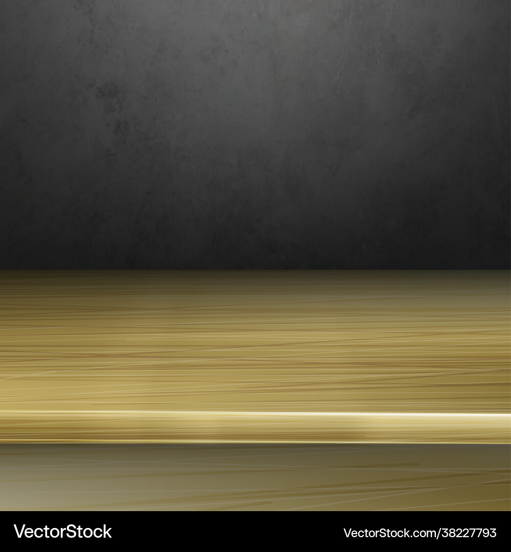 Realistic yellow wood table top on dark Royalty Free Vector