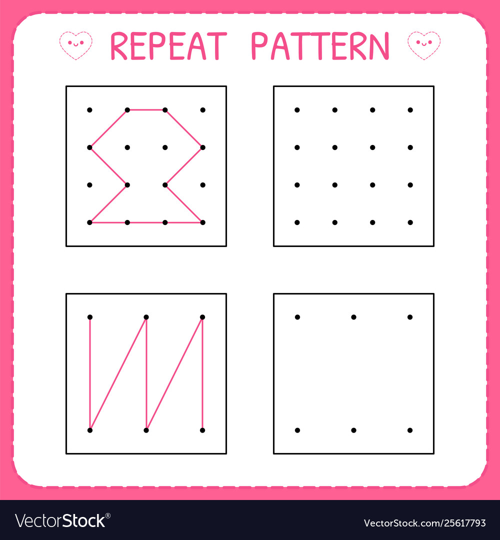 Repeat pattern educational games for practicing Vector Image