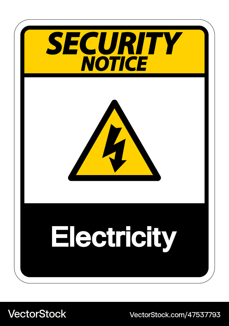 Security notice electricity symbol sign on white Vector Image
