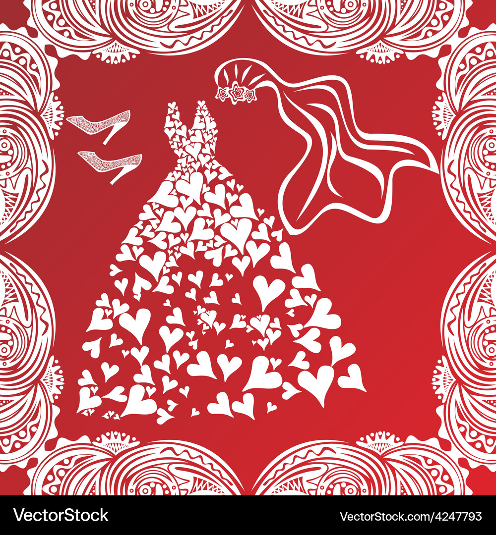 Wedding dress invitation card Royalty Free Vector Image