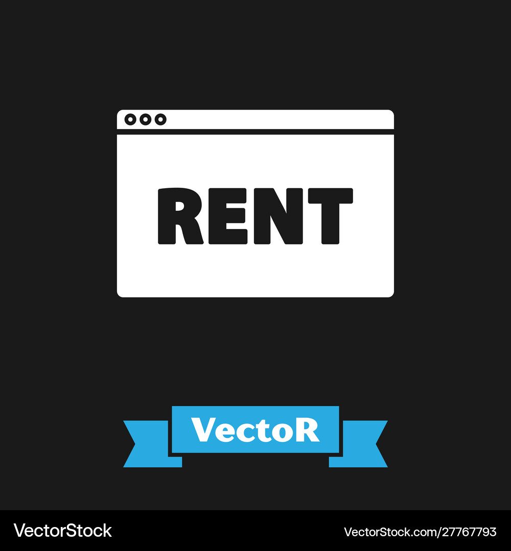 White hanging sign with text online rent icon Vector Image