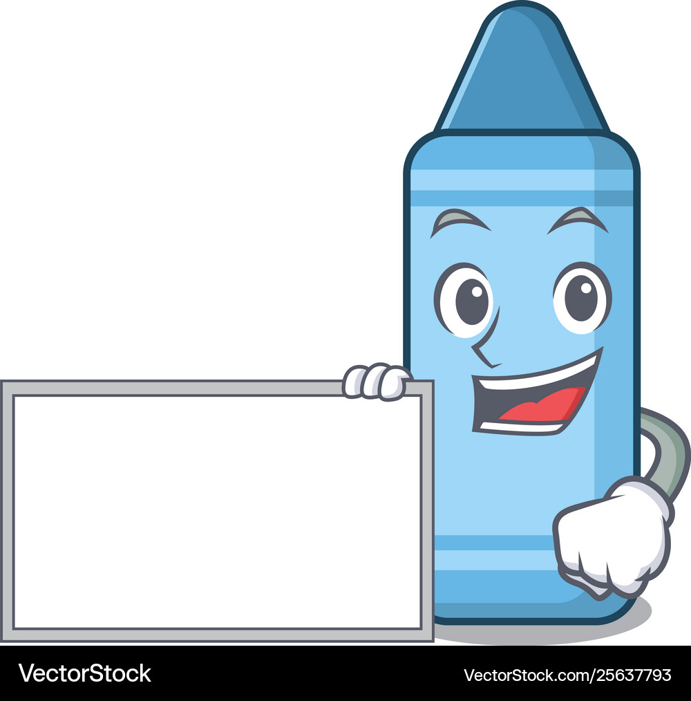 With board blue crayon isolated in mascot Vector Image