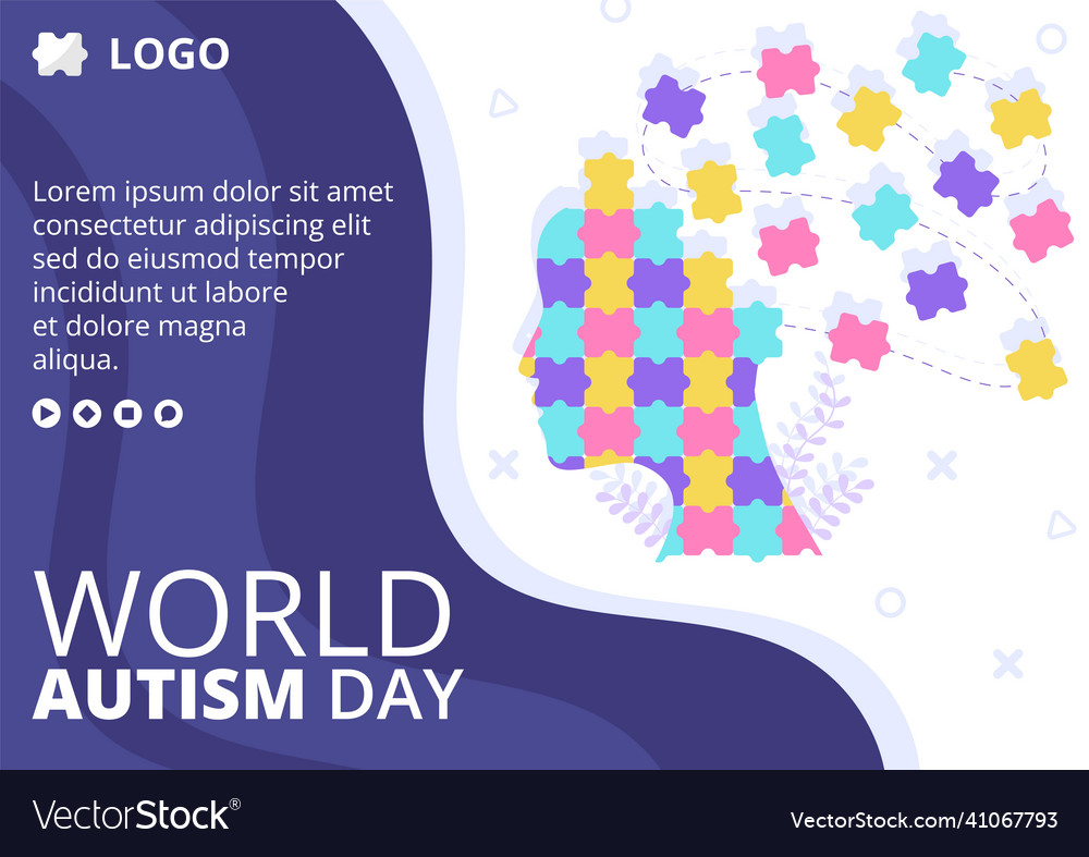 World autism awareness day brochure template flat Vector Image
