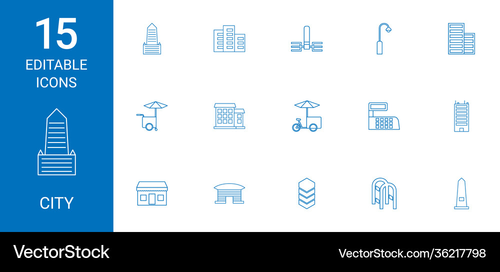15 Stadtsymbole Lizenzfreies Vektorbild - VectorStock