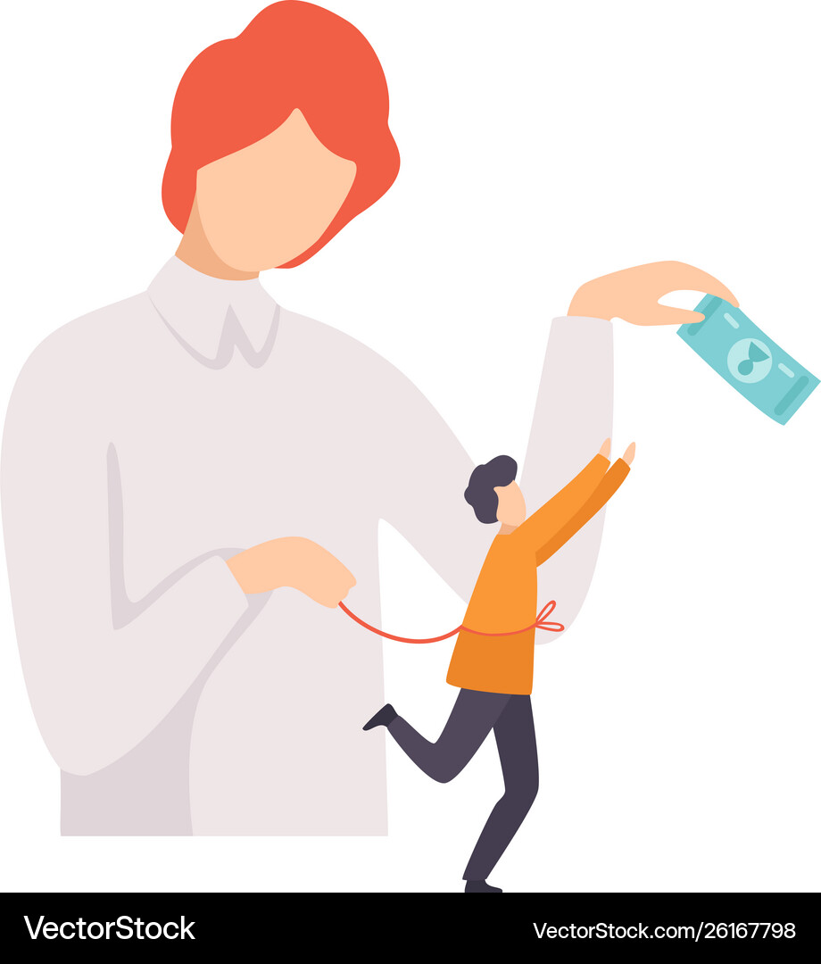 Businessman Controlling Figure with Rope Vector Image