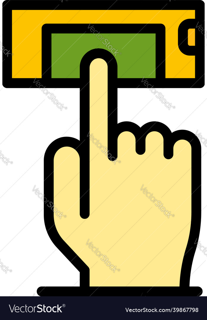 Finger Authentication Icon Color Outline Vector Image