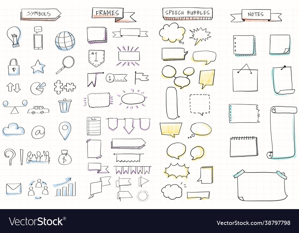 Hand Drawn Visual Thinking Elements Royalty Free Vector