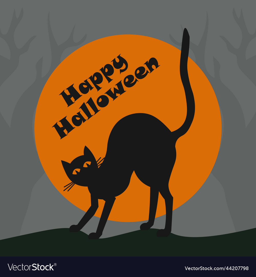 Happy halloween black cat artwork Royalty Free Vector Image