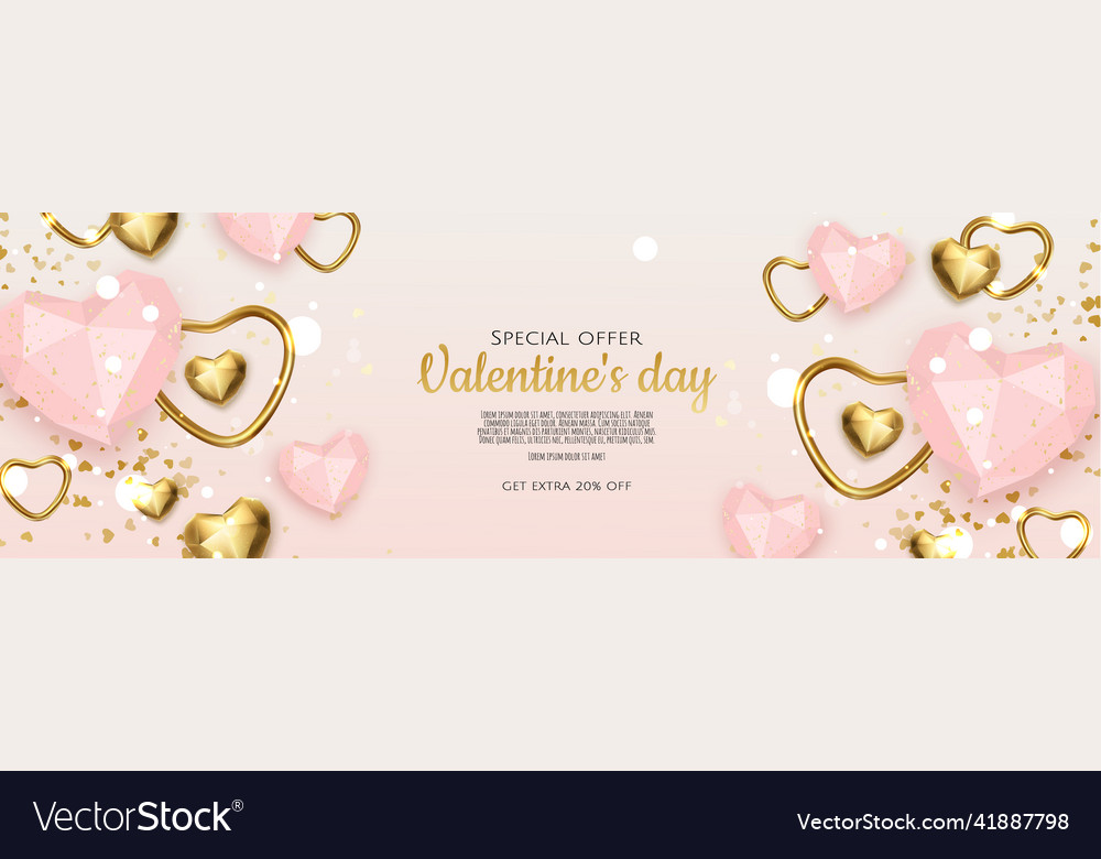 Happy valentines day realistic 3d design Vector Image