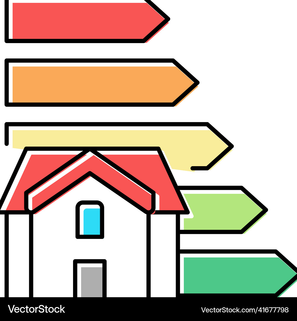House growth energy saving color icon Royalty Free Vector
