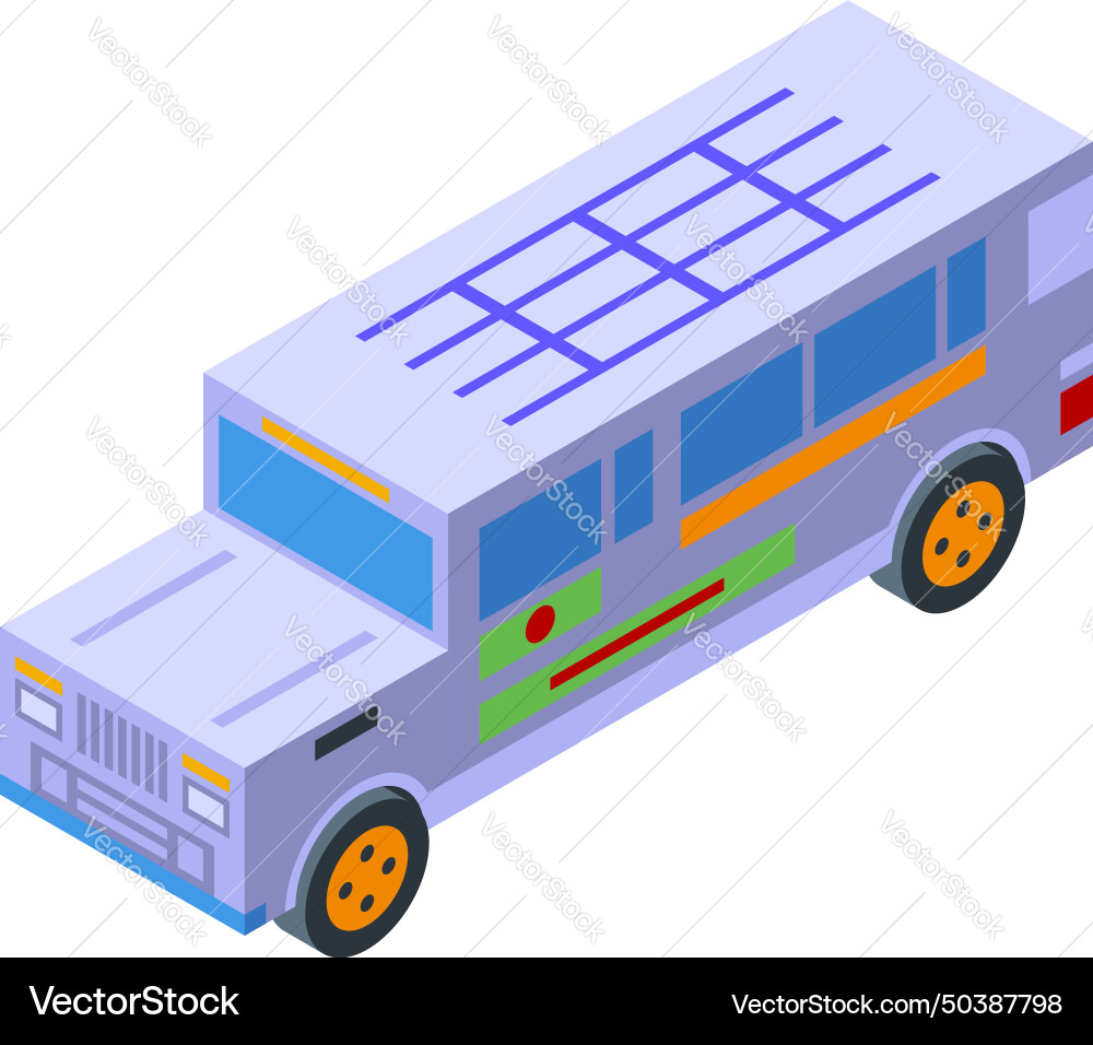 Jeepney car icon isometric automobile Royalty Free Vector