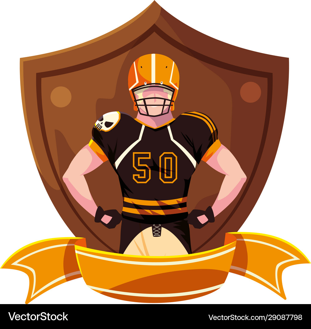 Man player american football with shield Vector Image