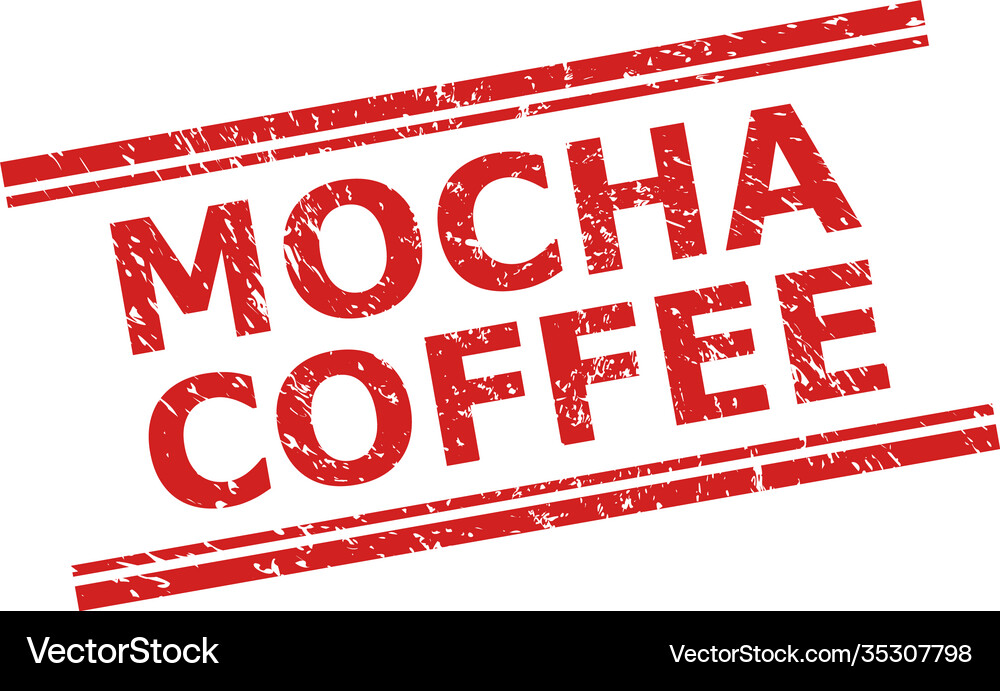 Mocha coffee seal with scratched style and double Vector Image