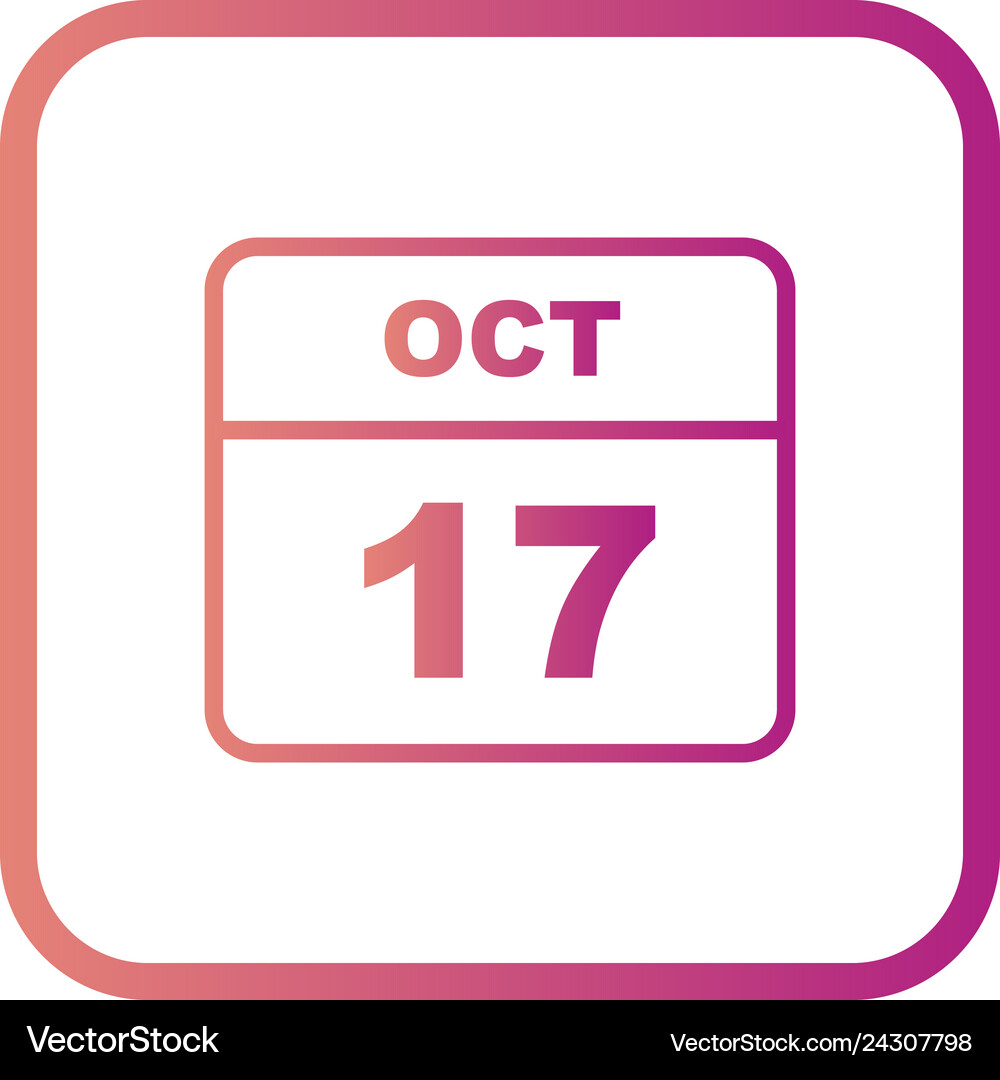 October 17th date on a single day calendar Vector Image