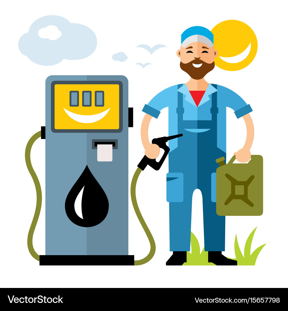 Refueller man flat style colorful cartoon Vector Image