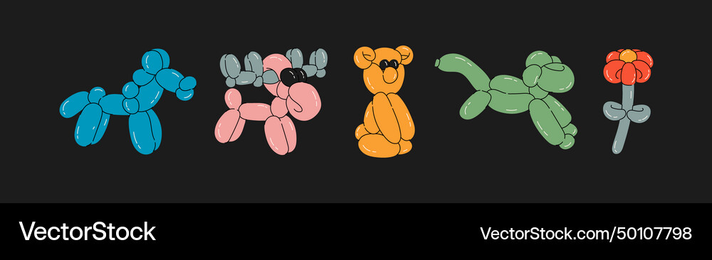 Set of balloon animals Royalty Free Vector Image