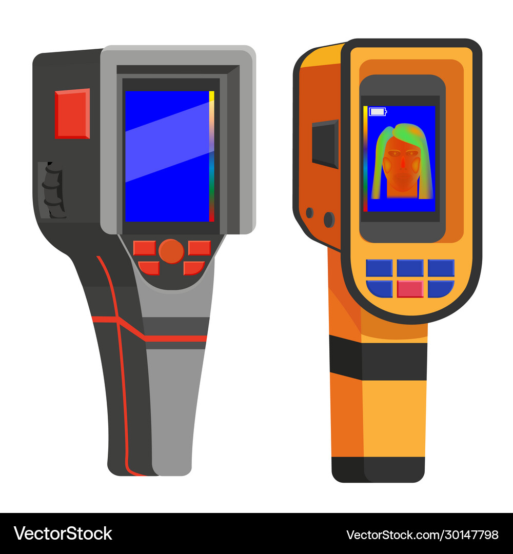 Set thermal scaner camera infrared portable Vector Image