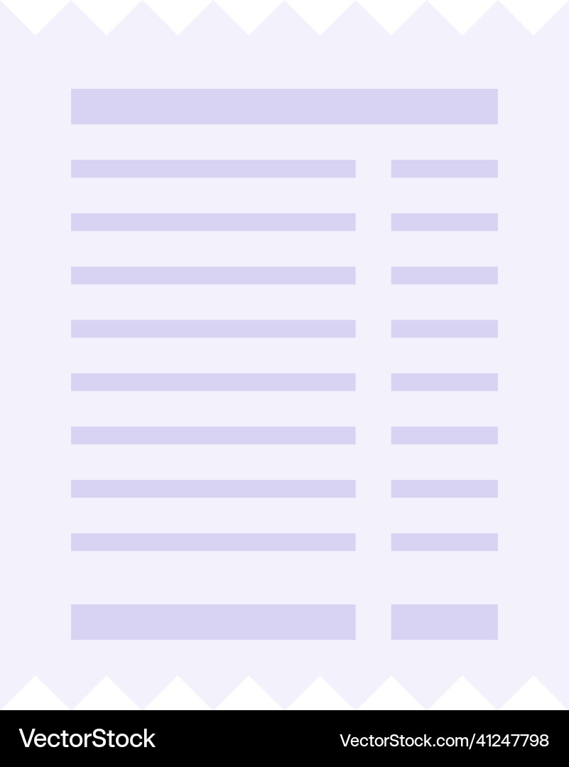 Simple paper bill with ragged ends and printing Vector Image