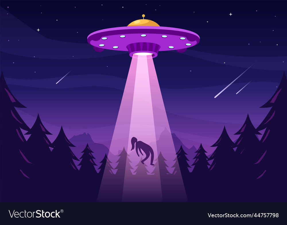Ufo flying spaceship with saucer over Royalty Free Vector