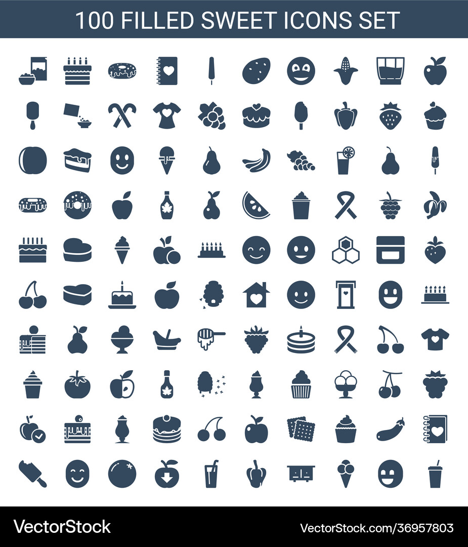 100 sweet icons Royalty Free Vector Image - VectorStock