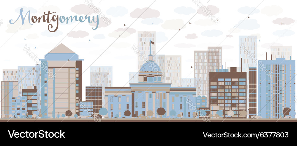 Abstract Montgomery Skyline with Color Building Vector Image