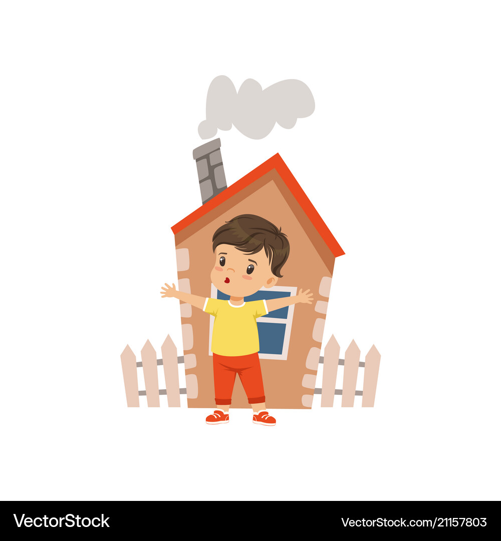 Brave little boy defending his home Royalty Free Vector